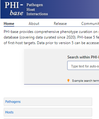 Content of Pathogen and Host tabs on left sidebar · Issue #19 · PHI-base/PHI5_web_display · GitHub