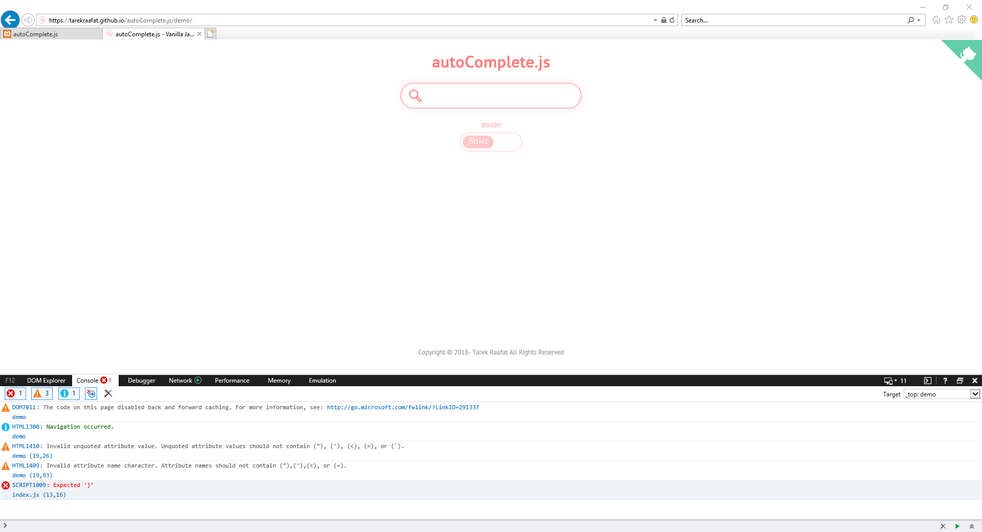 Selection event handler does not work on IE11 · Issue #43 · TarekRaafat/autoComplete.js · GitHub