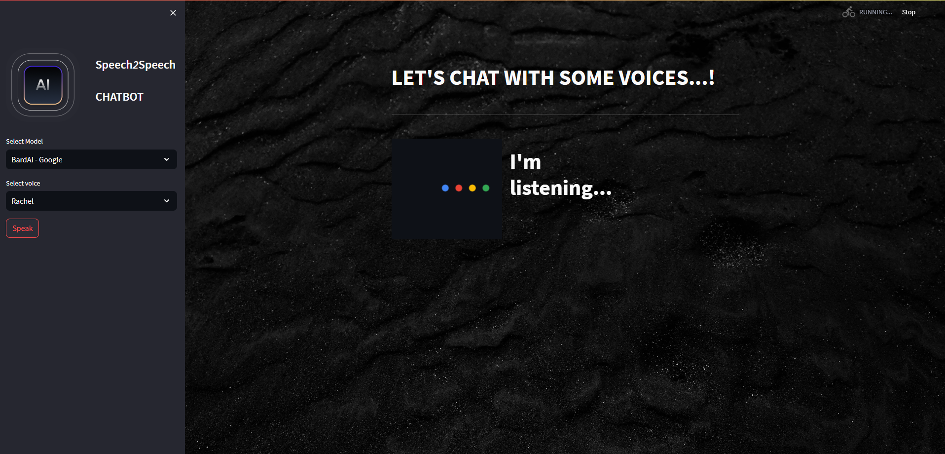 GitHub - dhanavasanth/SpeechWishper: BardAI | API | ChatBot | Speech to Text * Text to Speech ...