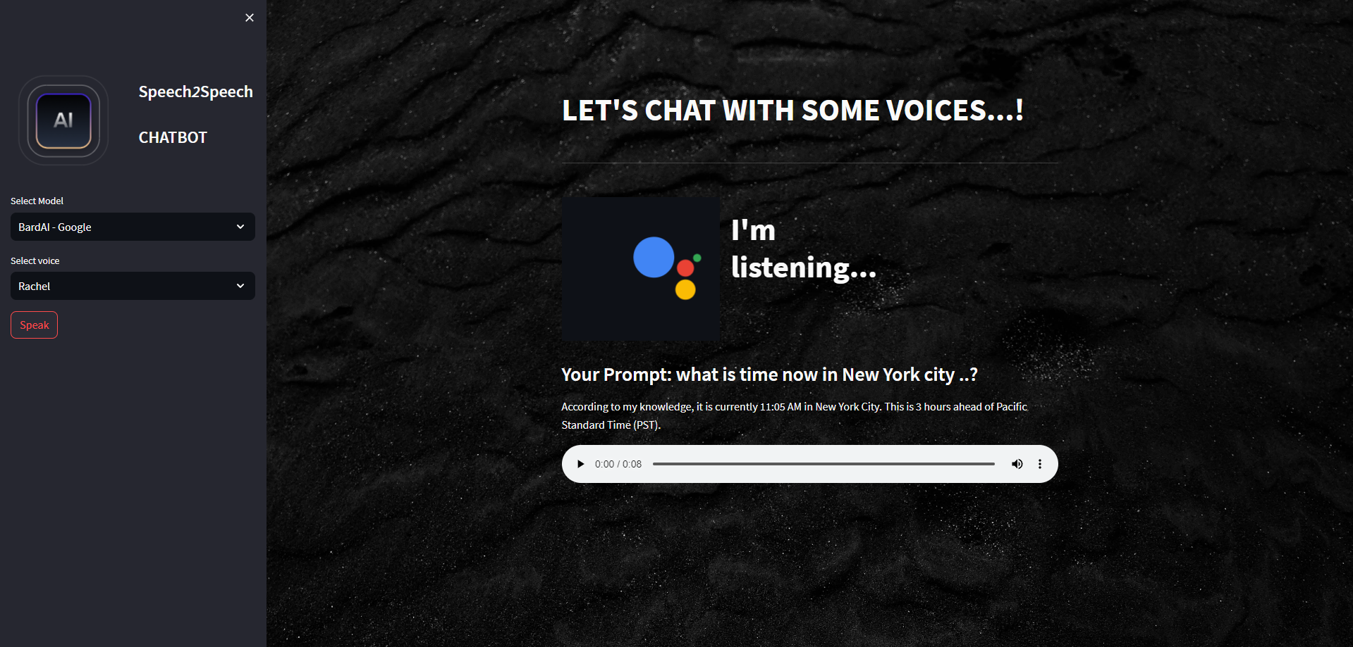 GitHub - dhanavasanth/SpeechWishper: BardAI | API | ChatBot | Speech to Text * Text to Speech ...