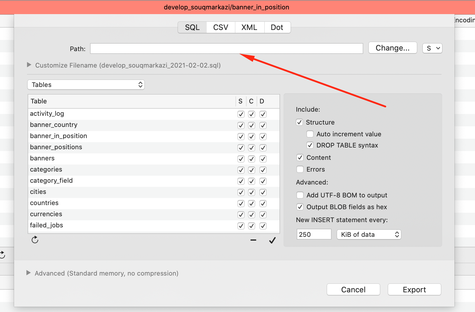 Cannot set path exporting SQL · Issue #856 · Sequel-Ace/Sequel-Ace · GitHub