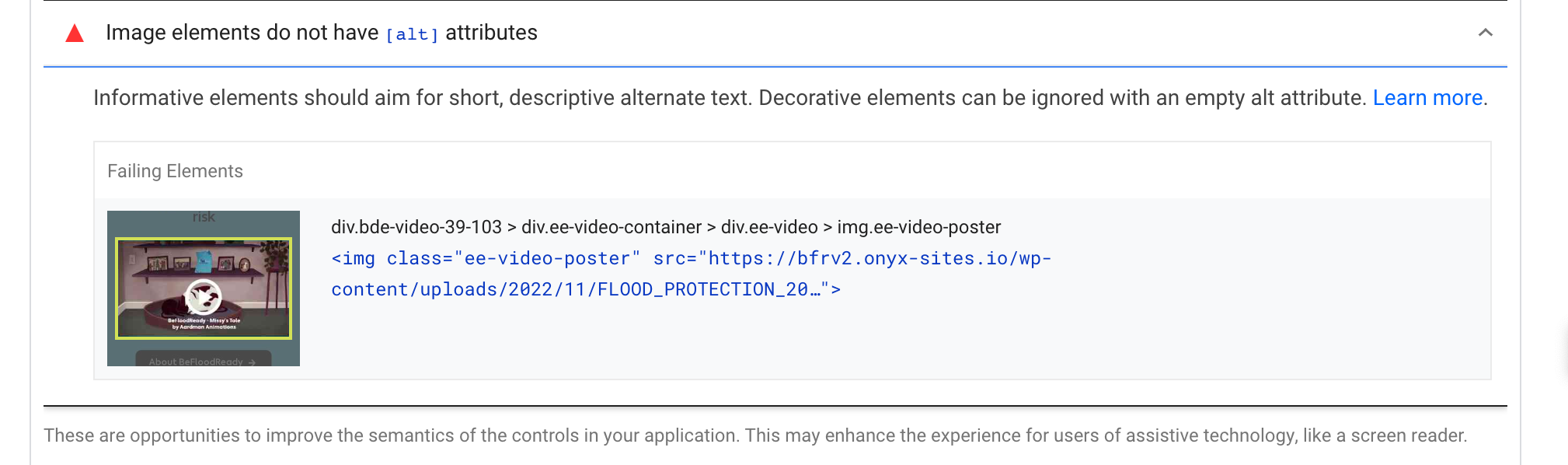 Accessibility: Video Element Missing Alt tag on user defined still image for lazy load · Issue ...