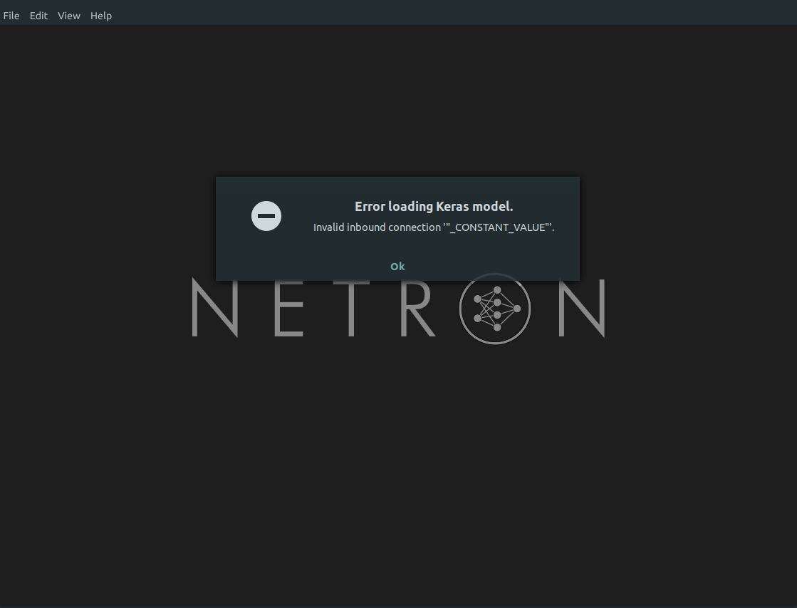 Keras: Invalid inbound connection '_CONSTANT_VALUE' · Issue #1035 · lutzroeder/netron · GitHub
