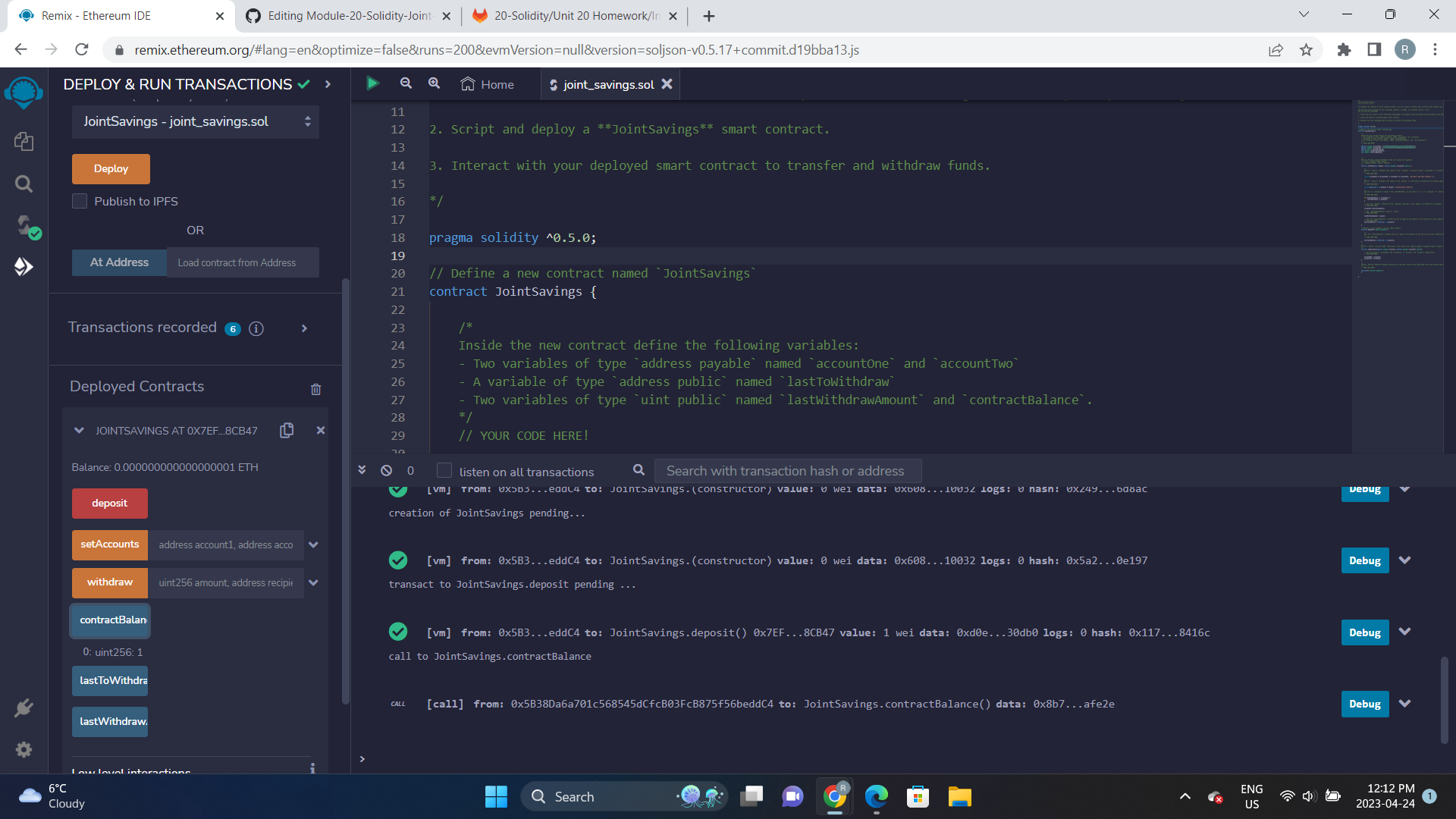 GitHub - reidema/Module-20-Solidity-Joint-Savings-Account: Using Solidity to build a smart ...