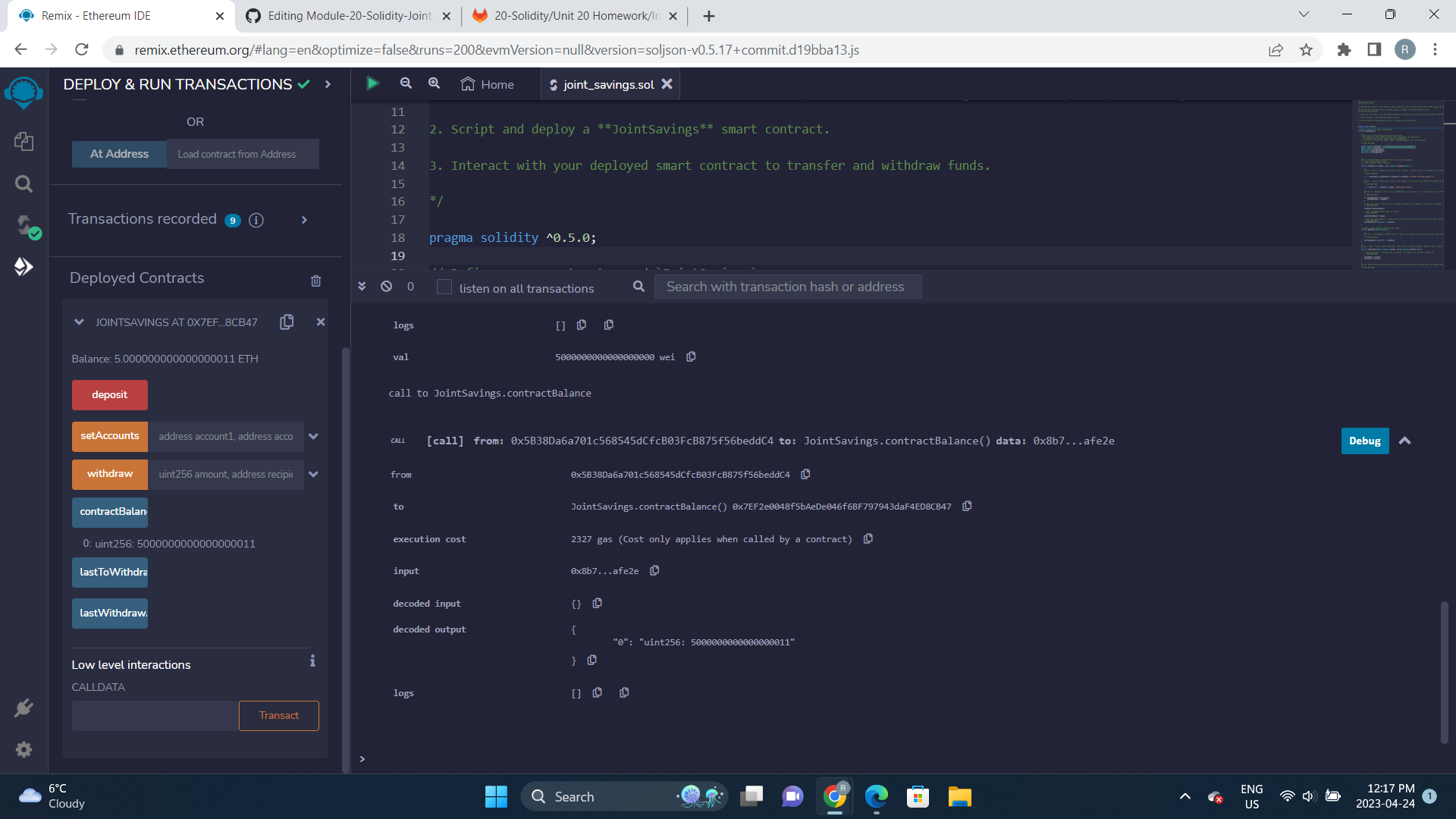 GitHub - reidema/Module-20-Solidity-Joint-Savings-Account: Using Solidity to build a smart ...