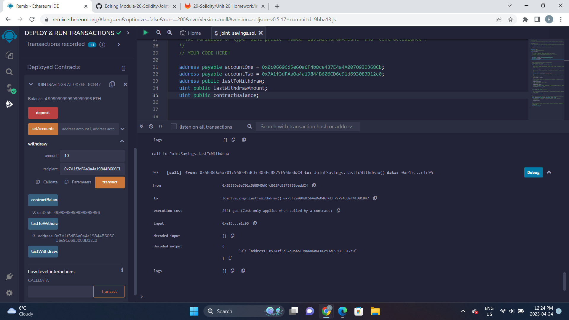 GitHub - reidema/Module-20-Solidity-Joint-Savings-Account: Using Solidity to build a smart ...