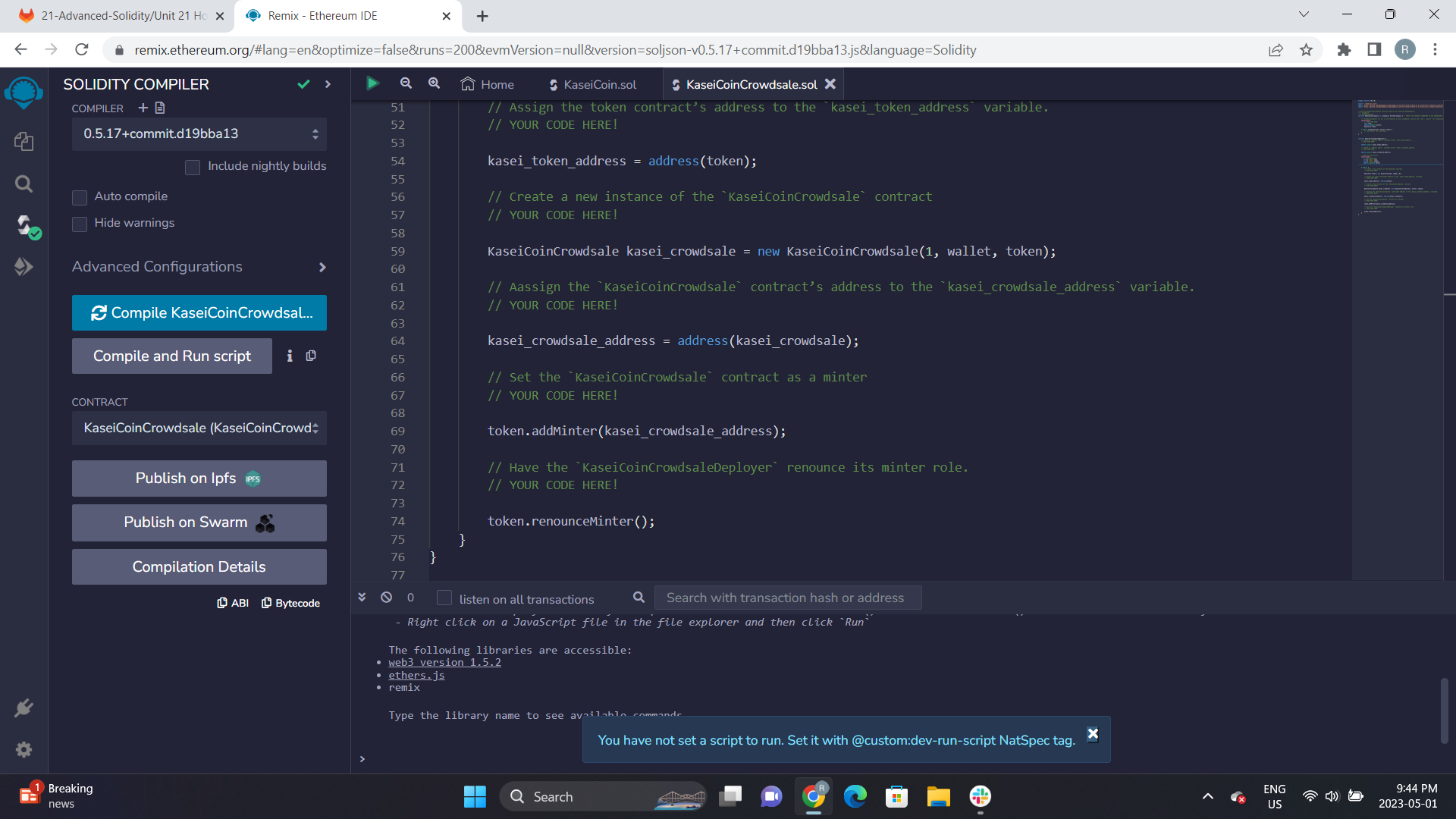 GitHub - reidema/Module-21-Solidity-Martian-Token-Crowdsale: Solidity and Tokenization