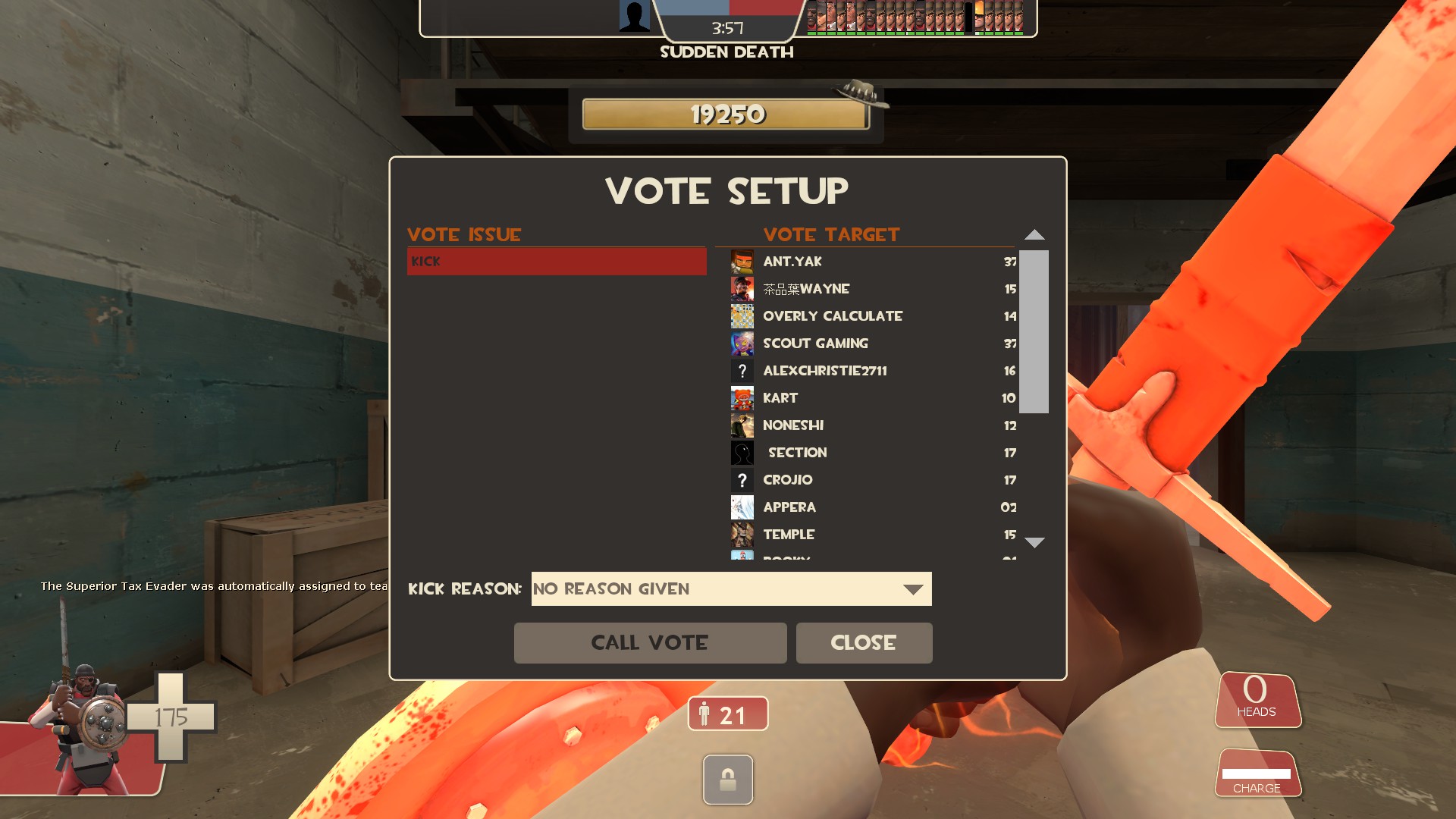 [TF2] In the voting panel, the time players are on the server is ...