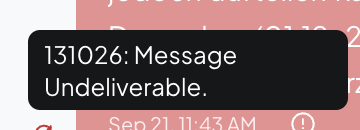 First message in conversation undeliverable (potentially connected with ...