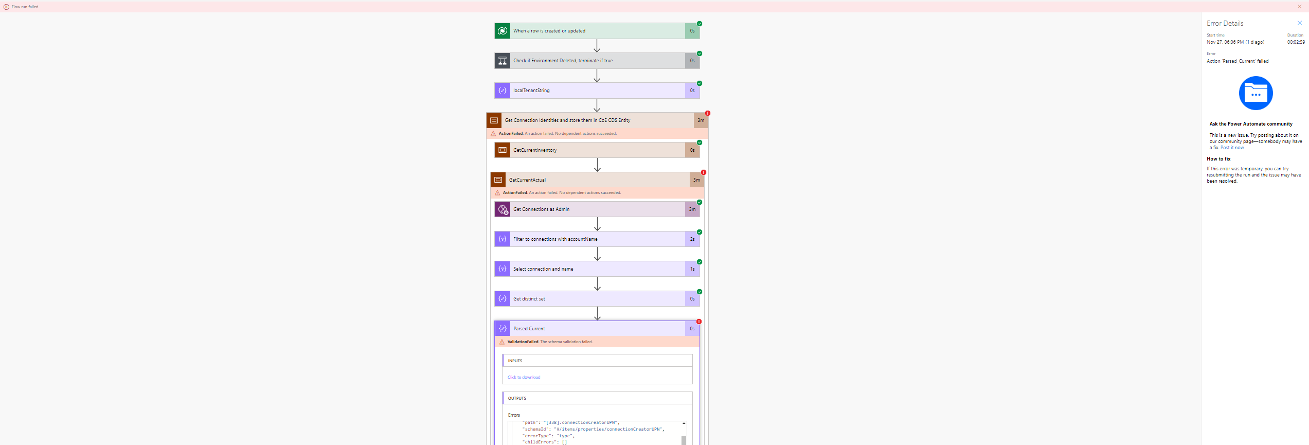 Coe Starter Kit Bug Admin Sync Template V3 Connection Identities Flow Errors · Issue