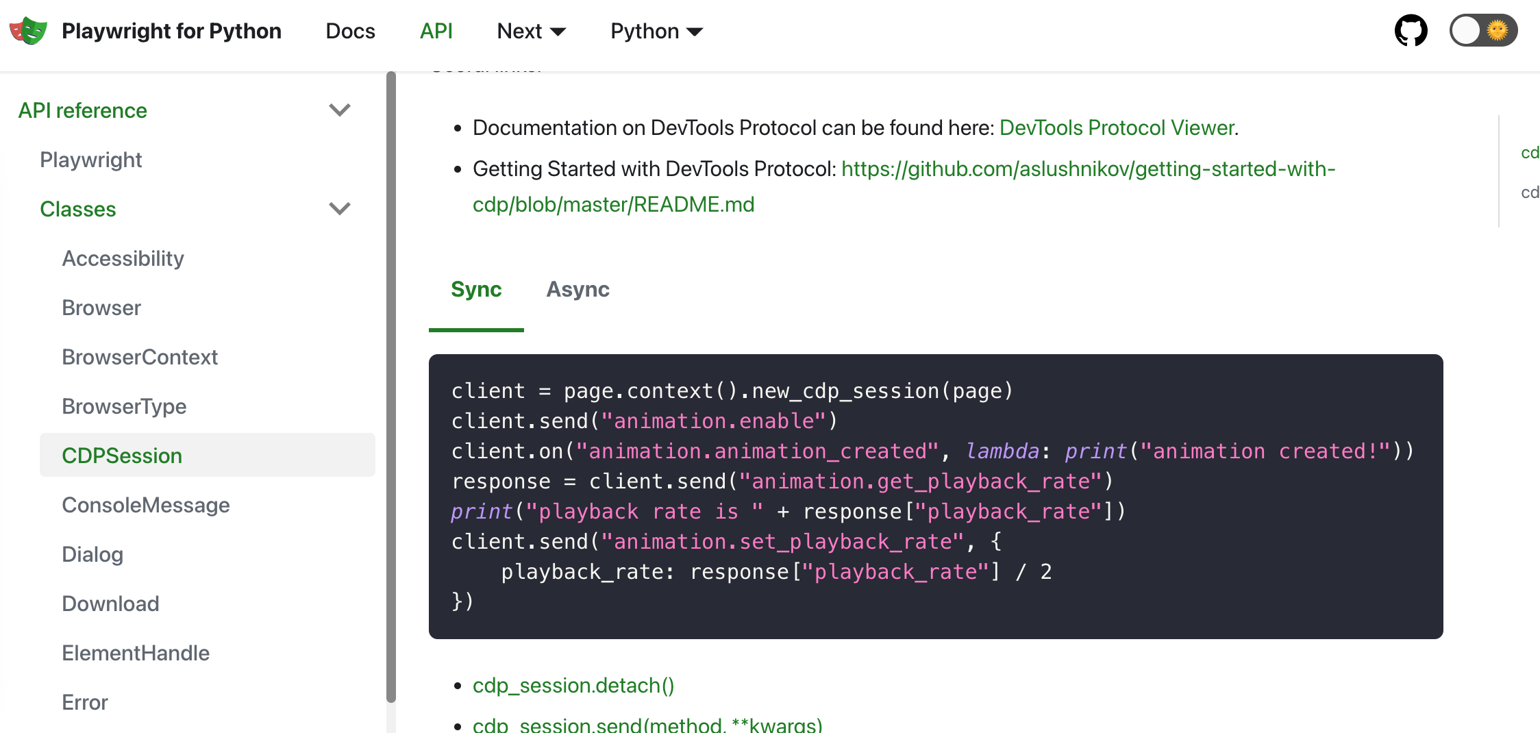 [DOCUMENTATION] example code of CDPSession is not correct · Issue #776 · microsoft/playwright ...