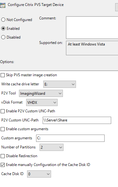 Deselecting an option in GPO under Citrix - Configure Citrix PVS Target Device wont work · Issue ...