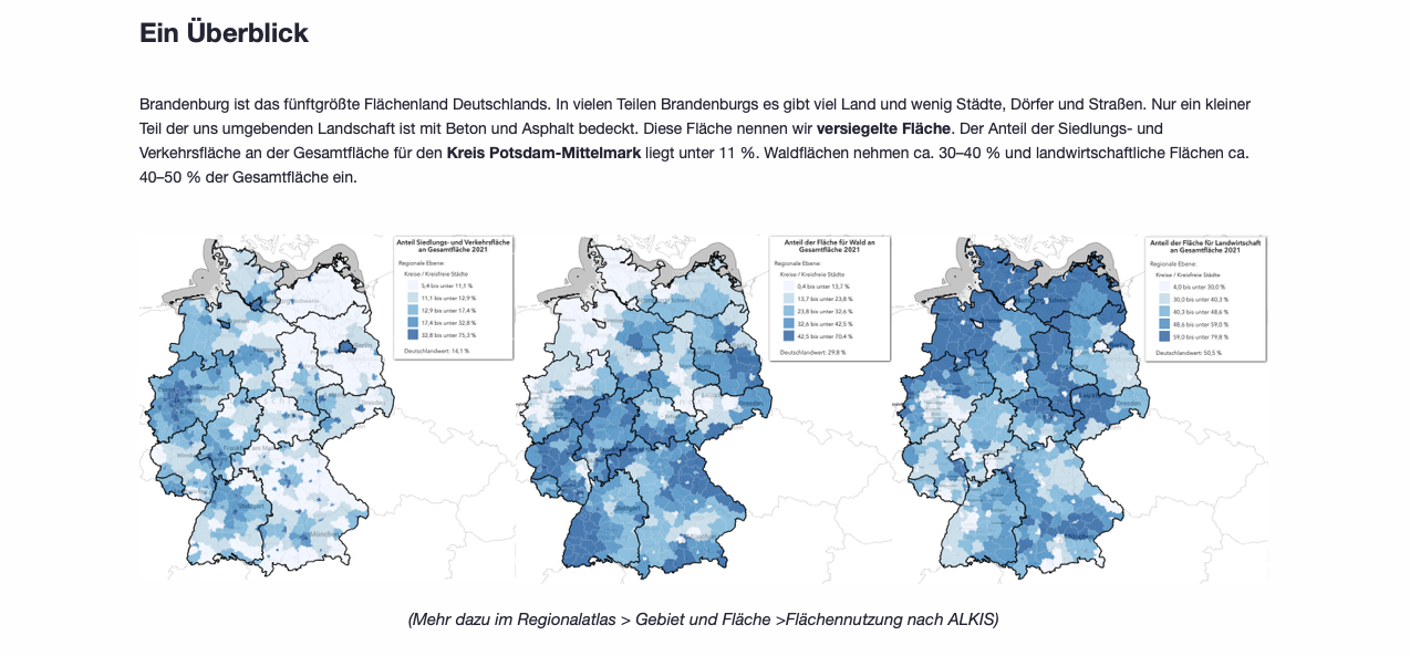 Flächennutzung: Anteil versiegelt (Siedlung/Verkehr) vs. nicht versiegelt (Landwirtschaft, Wald ...