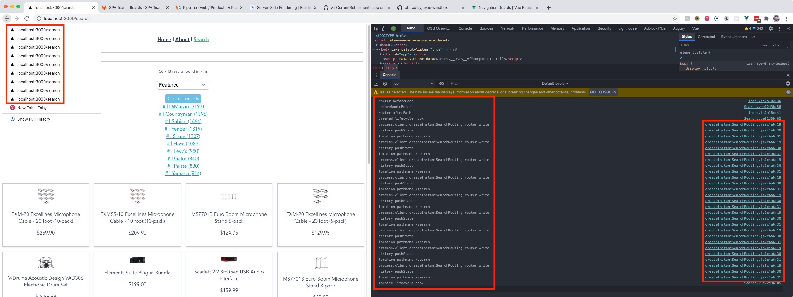 Navigation history is being flooded with duplicate paths · Issue #839 · algolia/vue ...
