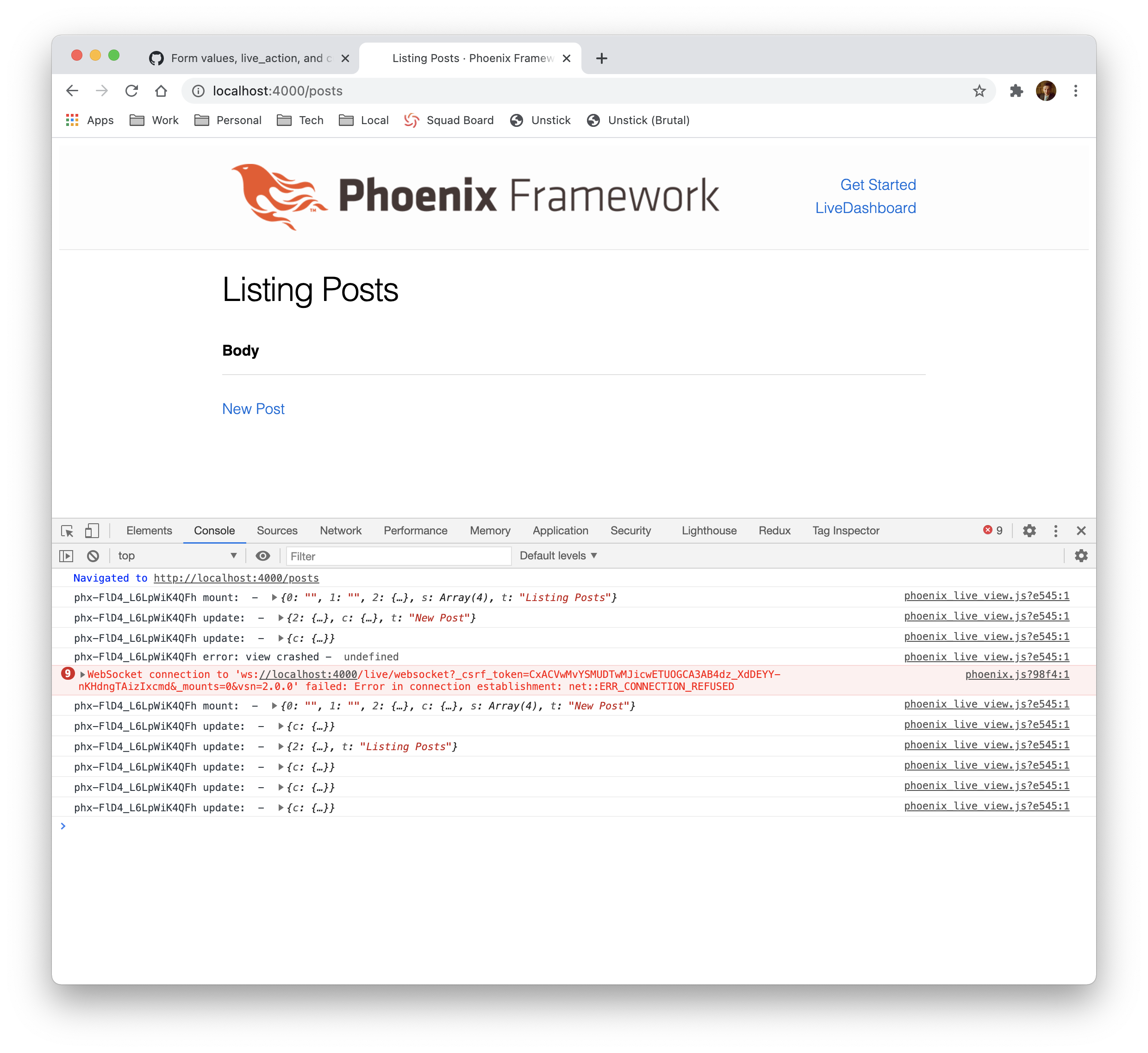Form values, live_action, and current URL are reset after reconnection following a server ...
