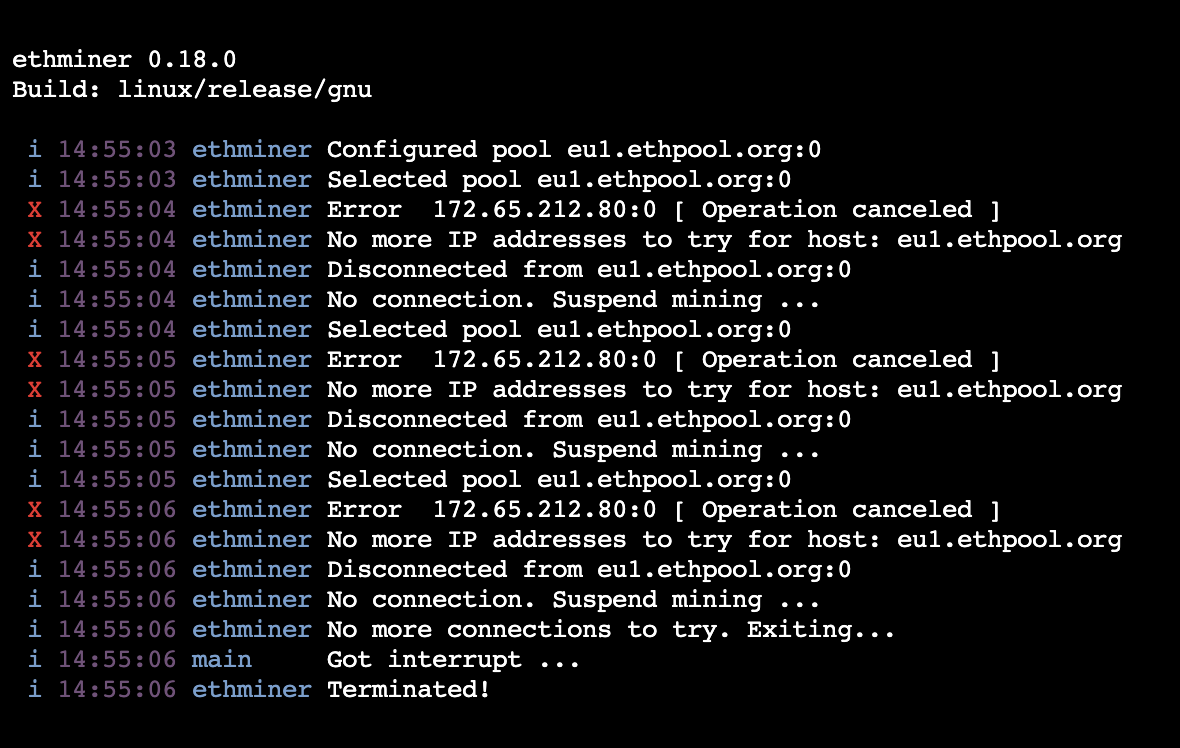 No more IP addresses to try for host · Issue #2154 · ethereum-mining/ethminer · GitHub