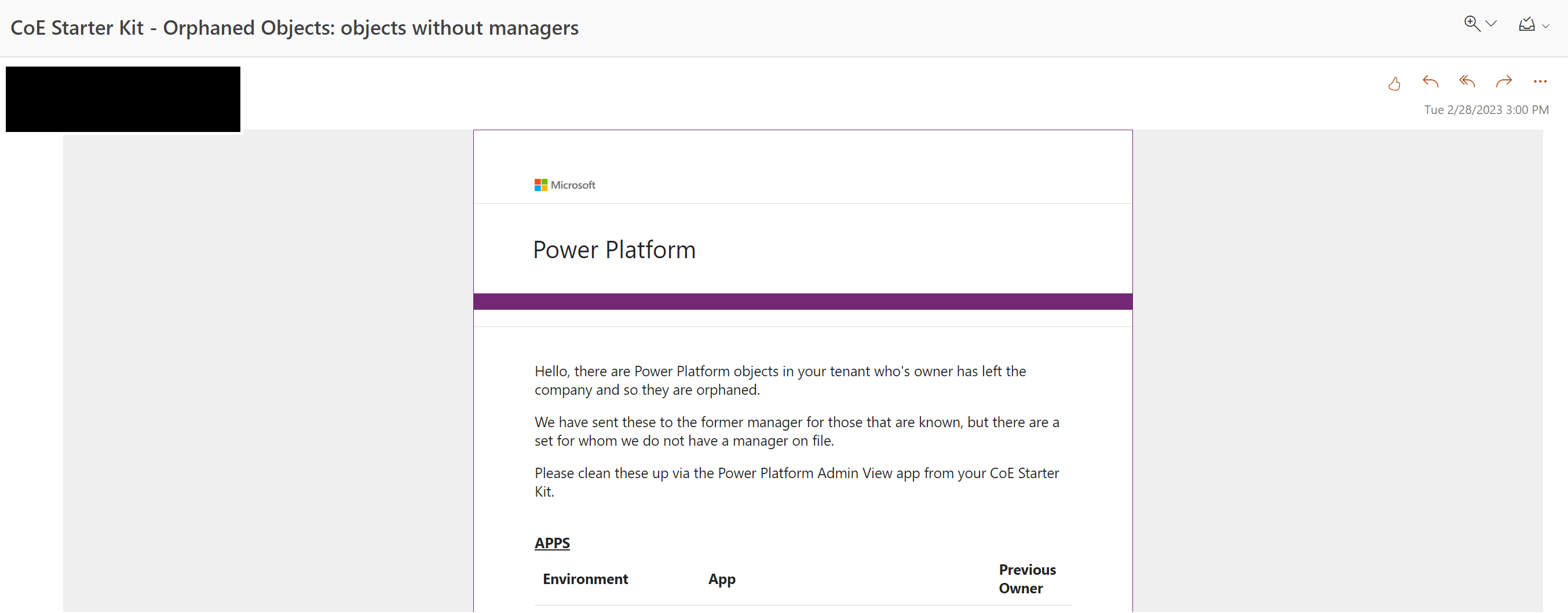 [CoE Starter Kit - QUESTION] How is this email sent (CoE Starter Kit - Orphaned Objects: Objects ...