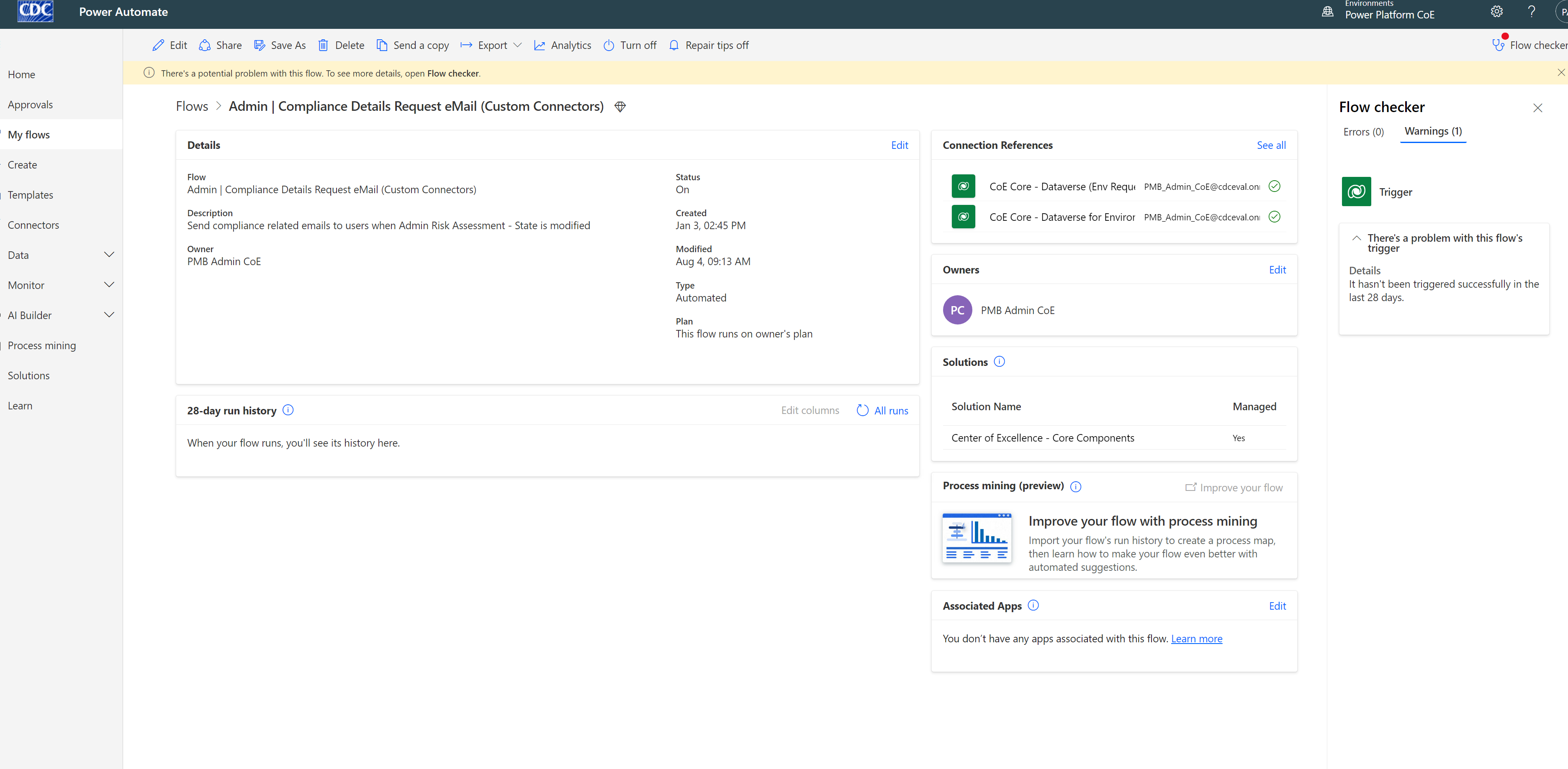 [CoE Starter Kit - BUG] Issues with Admin | Compliance Details Request eMail Flows · Issue #6238 ...