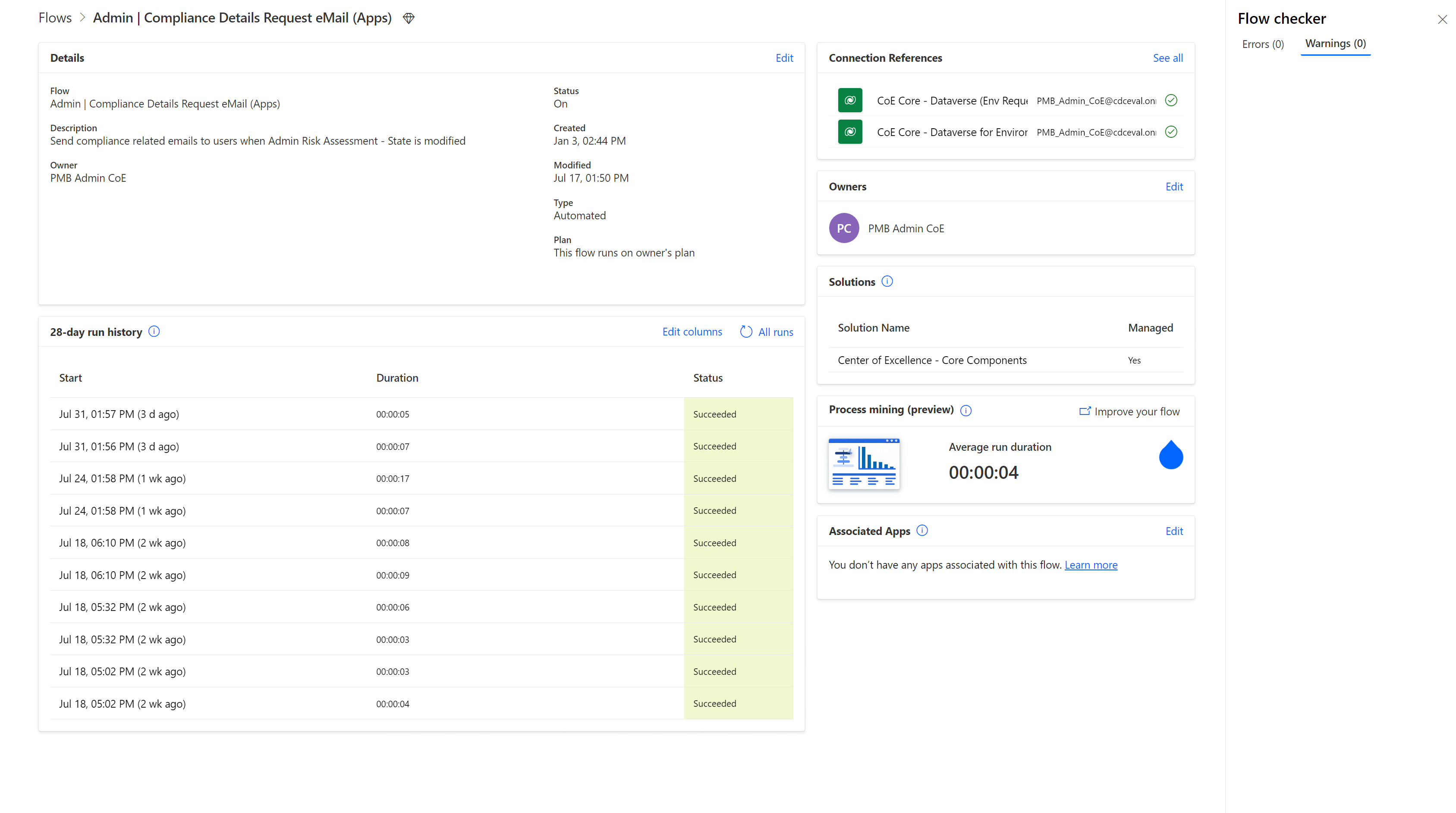 [CoE Starter Kit - BUG] Issues with Admin | Compliance Details Request eMail Flows · Issue #6238 ...