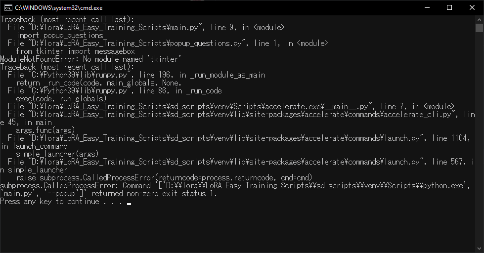 ModuleNotFoundError: No module named 'tkinter' · Issue #31 · derrian-distro/LoRA_Easy_Training ...