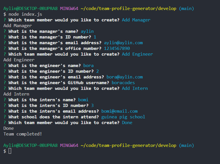 GitHub - byaylin/team-profile-generator