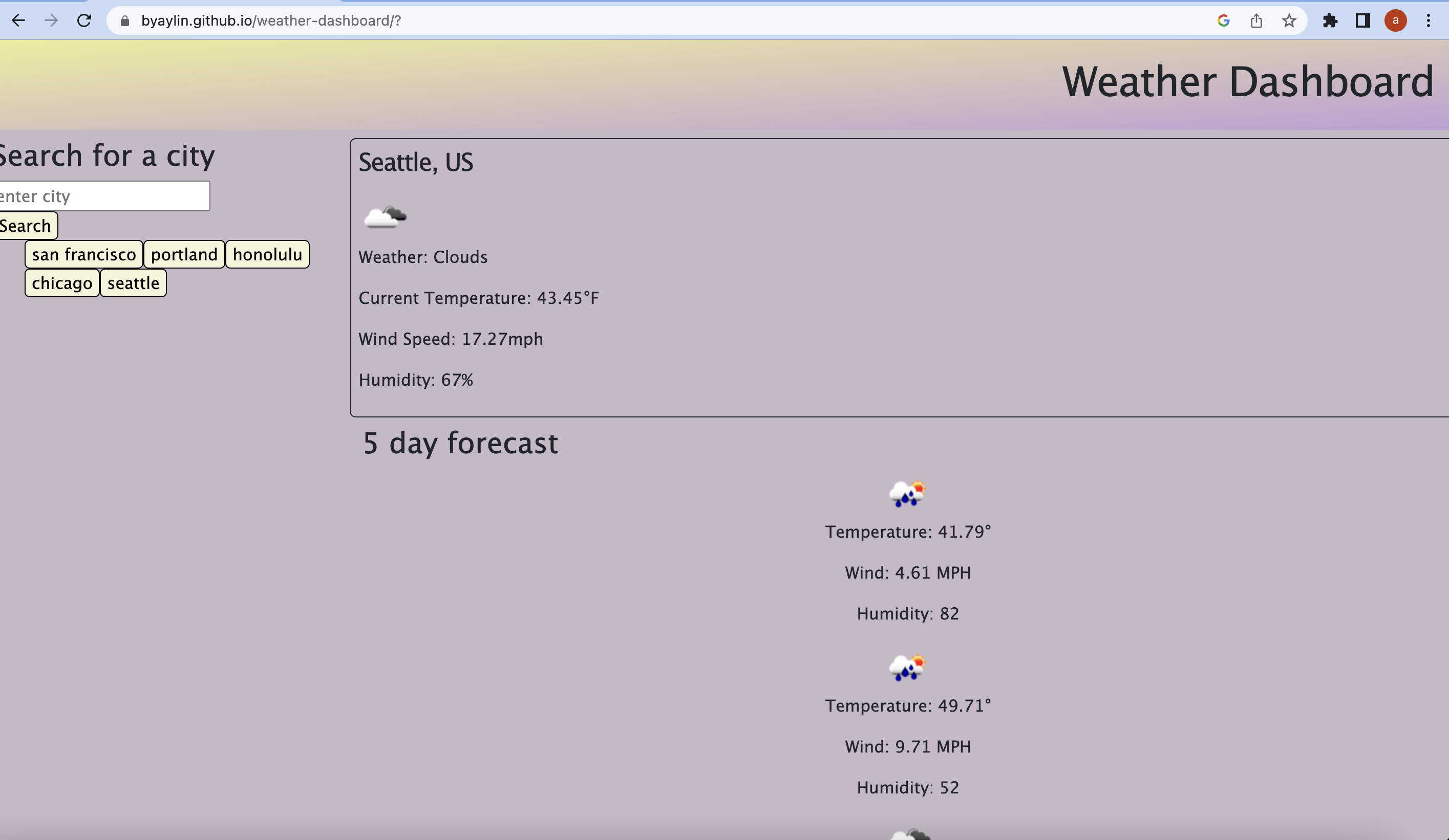 GitHub - byaylin/weather-dashboard