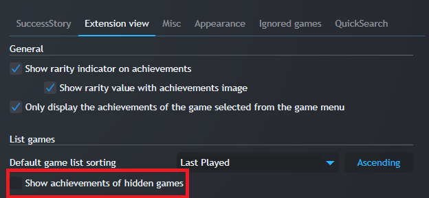 Achievements of hidden games are being showed even with the setting ...