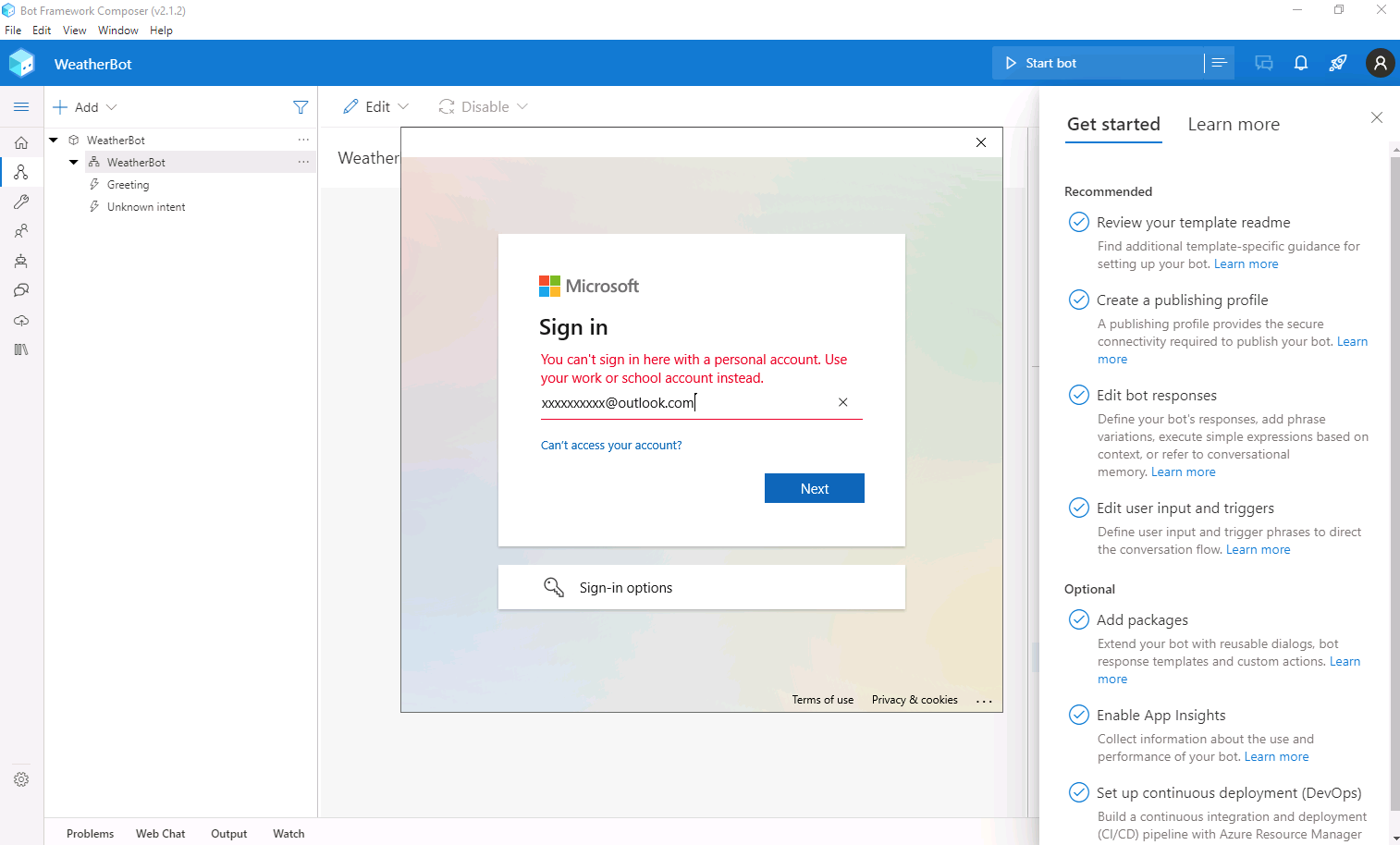 Can't use personal Azure subscription? · Issue #9103 · microsoft/BotFramework-Composer · GitHub