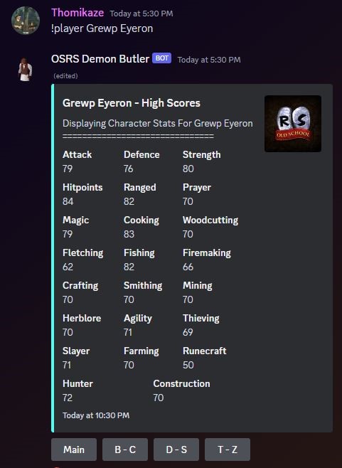 GitHub - THPrograms/OSRS-Demon-Butler: Discord bot for runescape stats