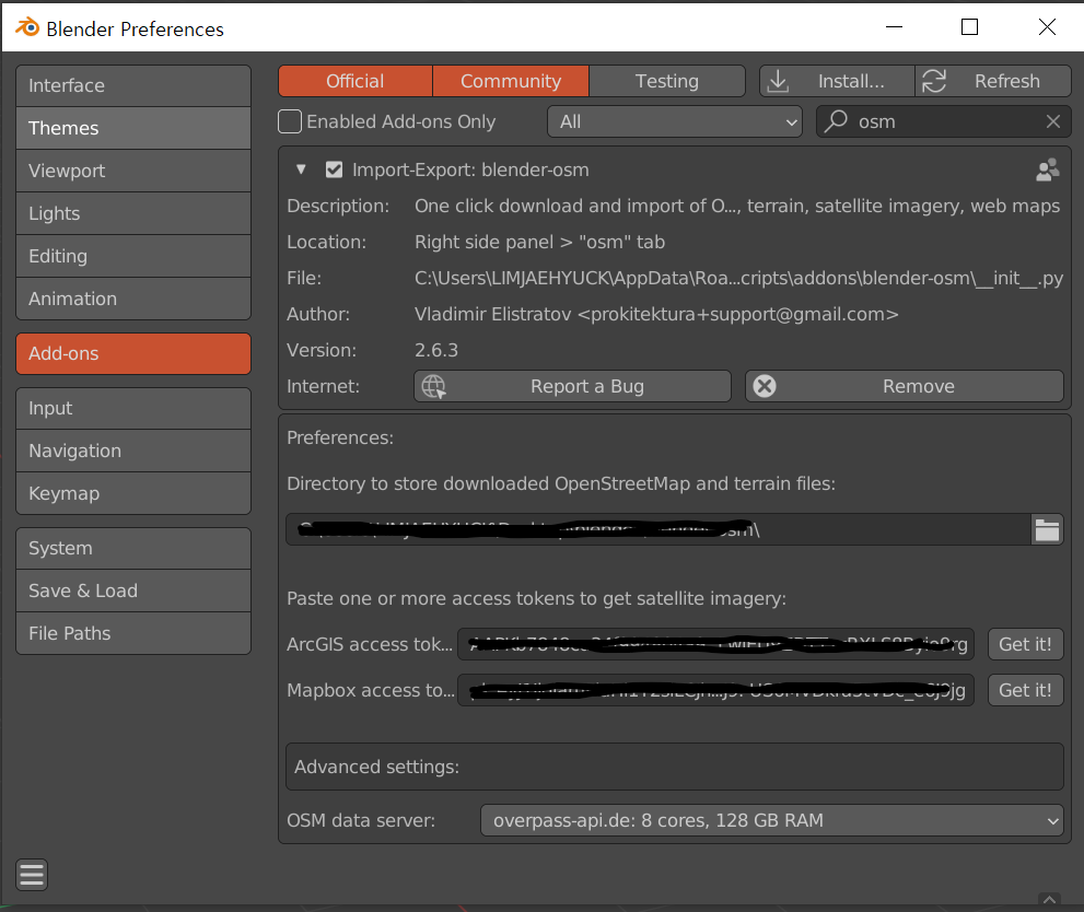 The directory for data in the addon preferences doesn't exist · Issue #325 · vvoovv/blosm · GitHub