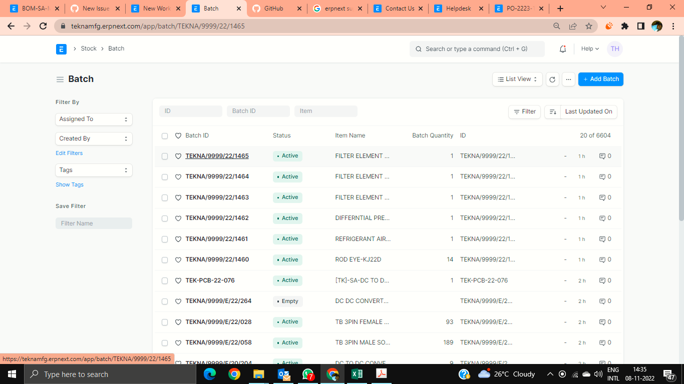 Not Able to Open the doctype Batch. After navigating to batch list, not able to open individual ...