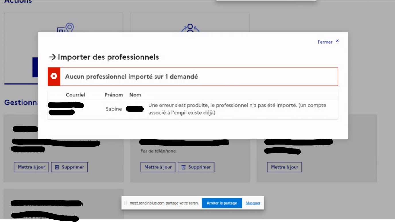 Création d'un compte pro après suppression d'un compte gestionnaire a partir du meme email ...