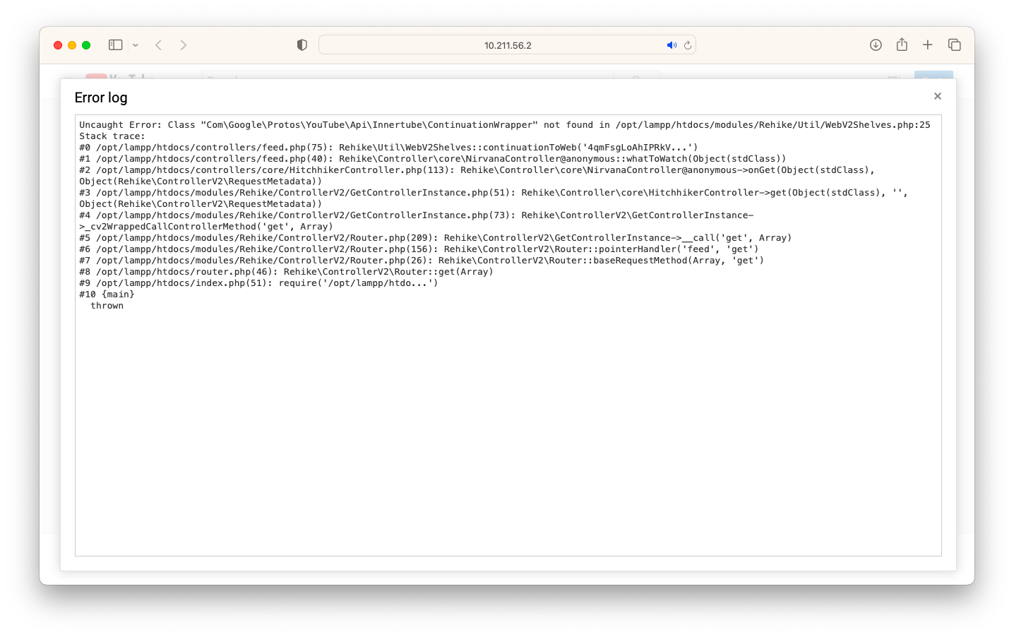 Fatal error on visiting homepage · Issue #143 · Rehike/Rehike · GitHub