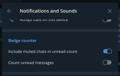 [Feature Request] Settings: Notifications: Badge counter: Disabling the “Count unread messages ...