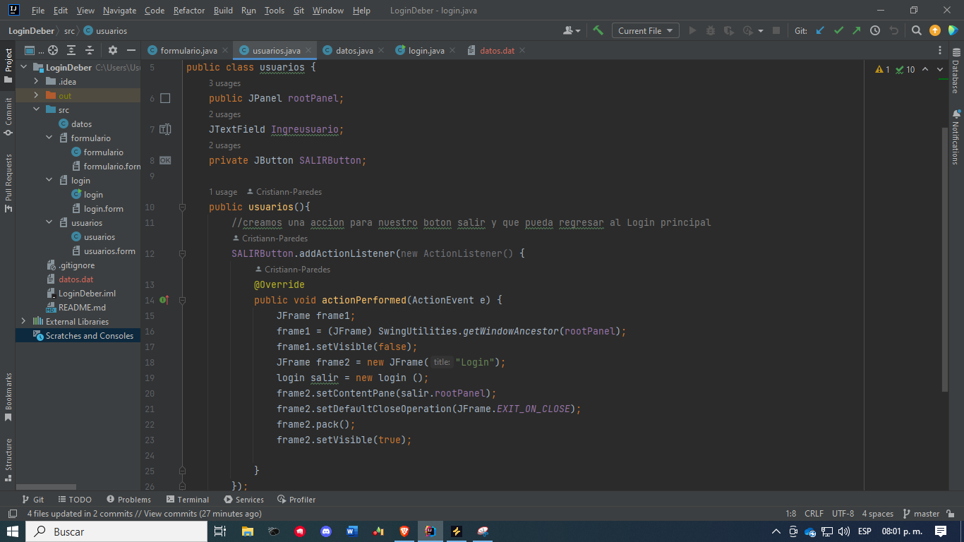 GitHub - Cristiann-Paredes/LoginDeber