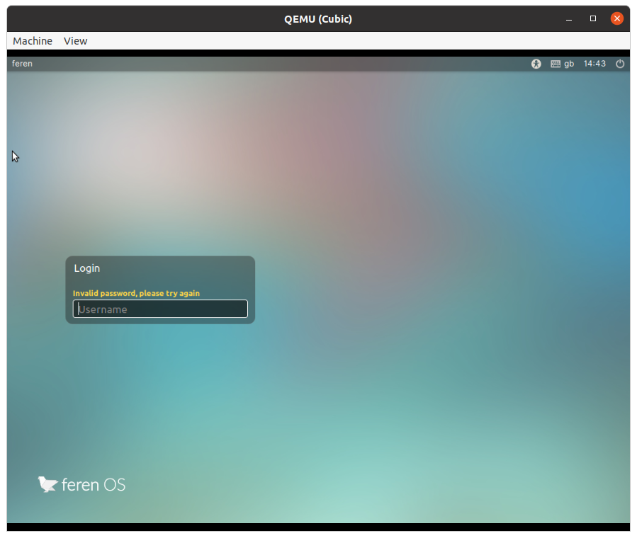FerenOS install boots to a login screen before login info is entered. The Welcome screen is not ...