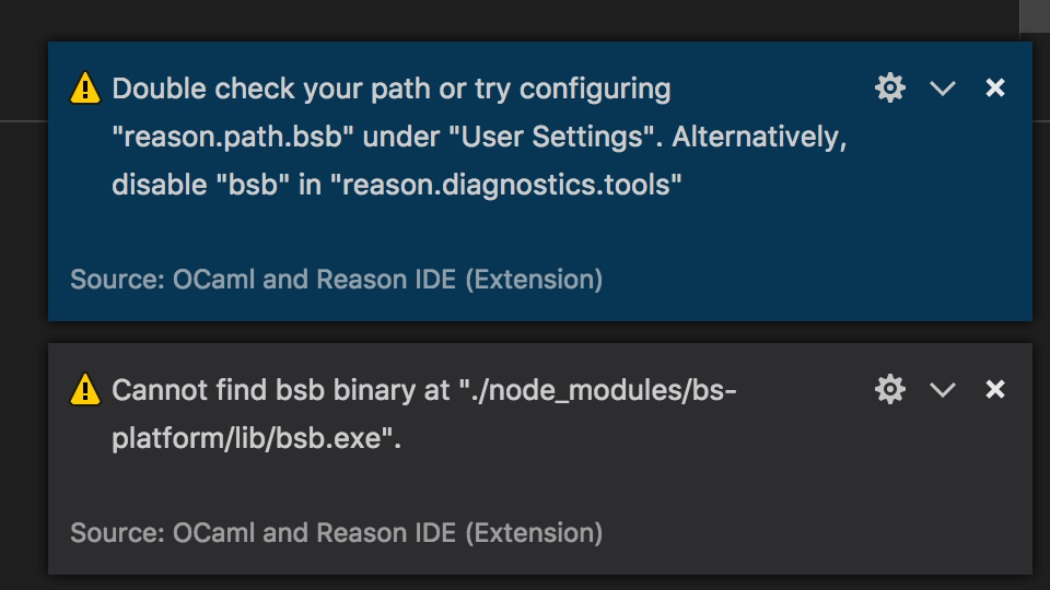 Wrong Error Banner When Using Reasonpathbsb Setting On Macos · Issue 239 · Reasonml Editor