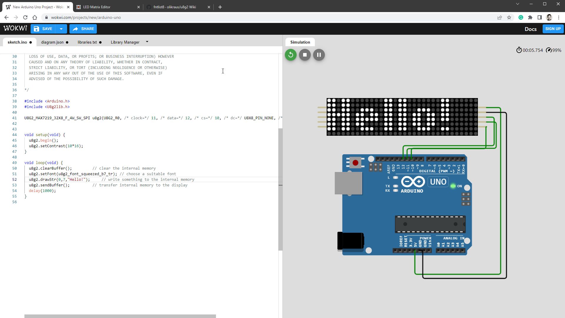 GitHub - upiir/arduino_matrix_display_max7219_u8g2: Arduino UNO with ...