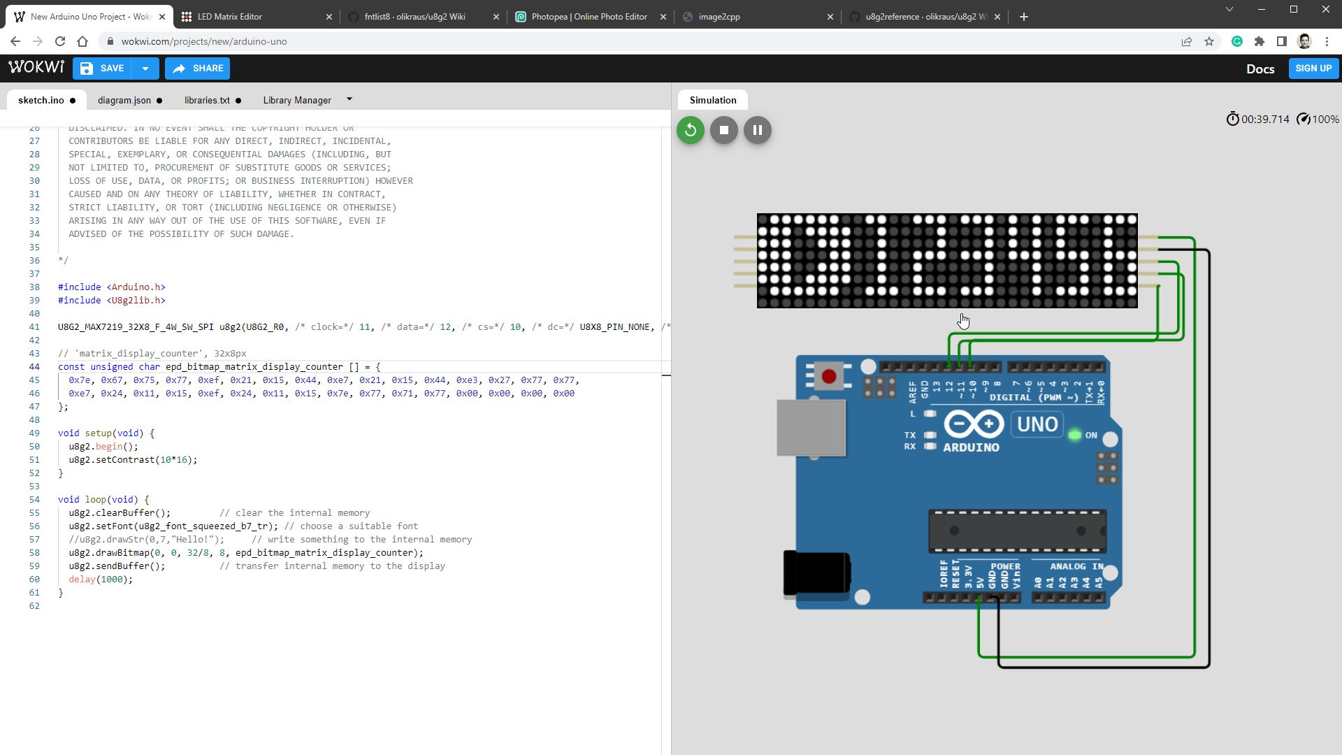 GitHub - upiir/arduino_matrix_display_max7219_u8g2: Arduino UNO with Matrix Display MAX7219 ...