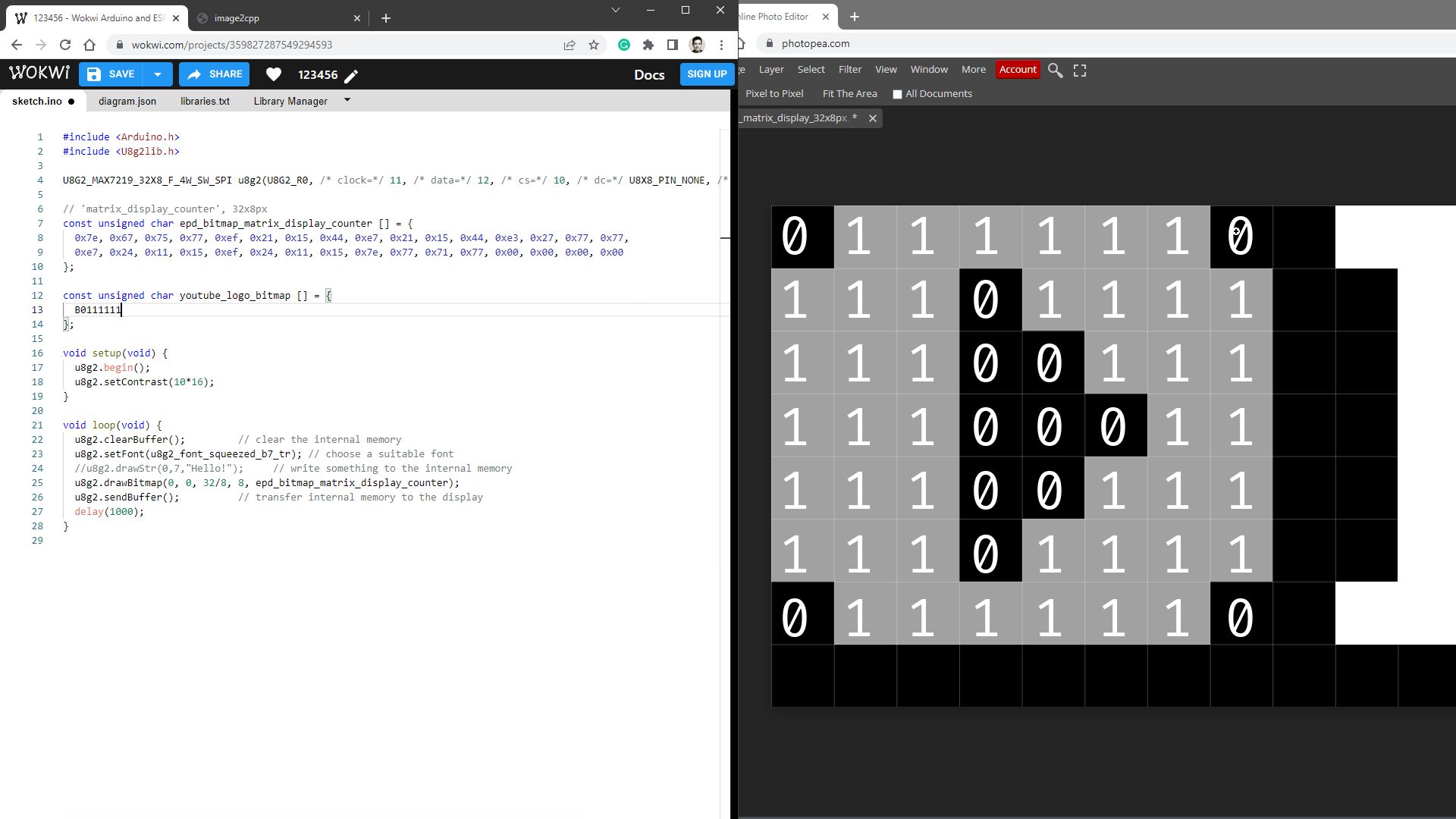 Github Upiirarduinomatrixdisplaymax7219u8g2 Arduino Uno With Matrix Display Max7219