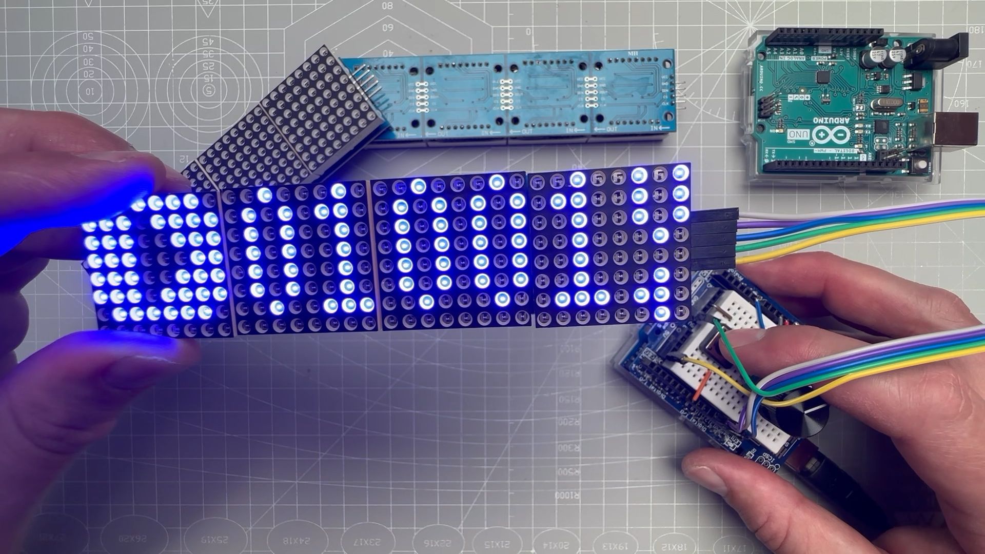 Github Upiirarduinomatrixdisplaymax7219u8g2 Arduino Uno With Matrix Display Max7219