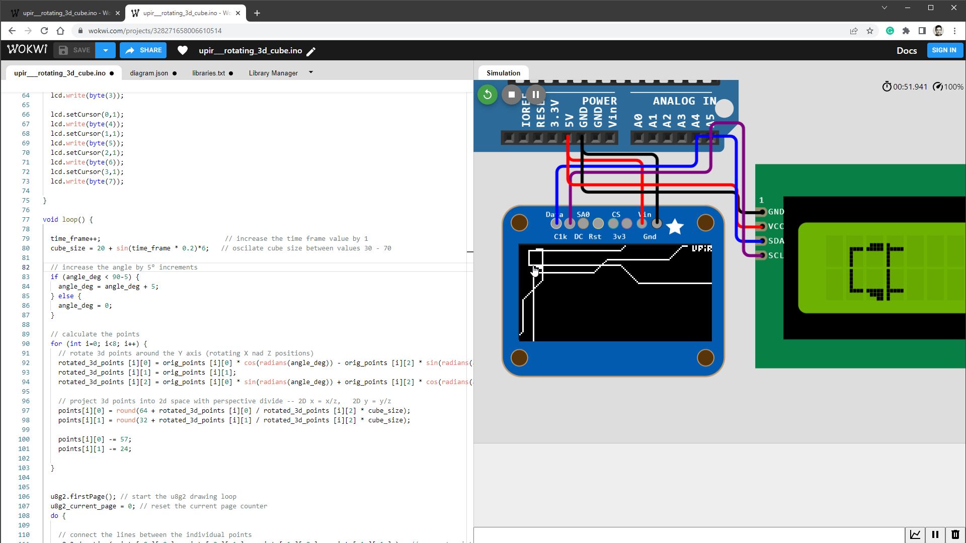 GitHub - upiir/3d_on_character_display: 3D Cube on the 16x2 Character Display