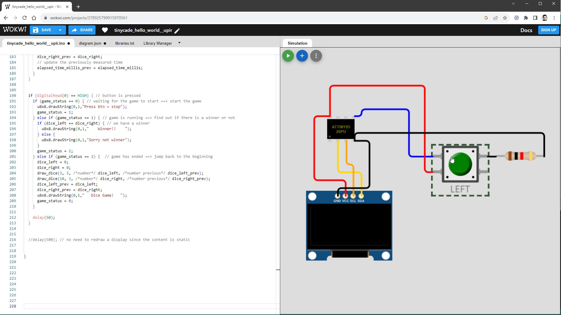 GitHub - upiir/attiny85_dice_game: Simplest game for ATtiny85 + OLED Display