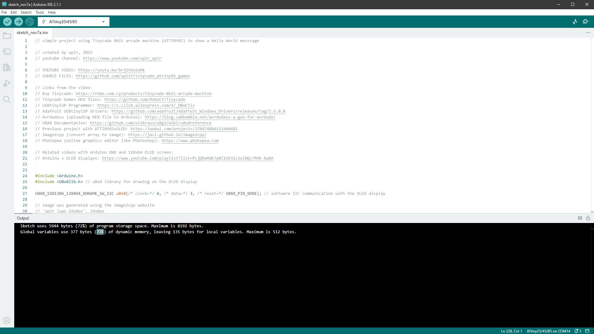 GitHub - upiir/attiny85_dice_game: Simplest game for ATtiny85 + OLED Display