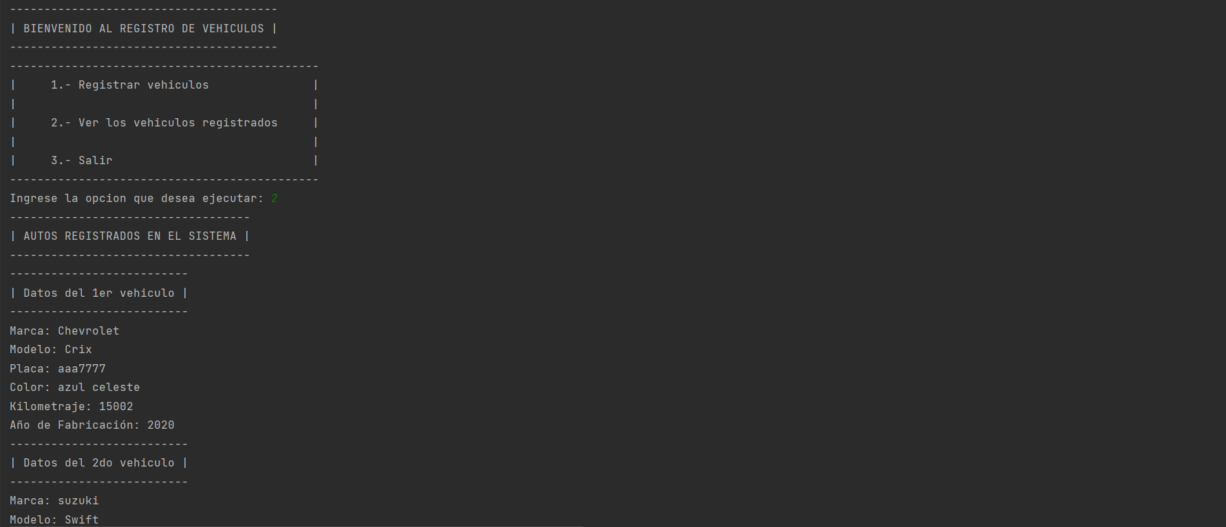 GitHub - dilan-flores/POO-PracticaVehiculos: Crear 5 vehículos e ingresar sus datos. Visualizar ...