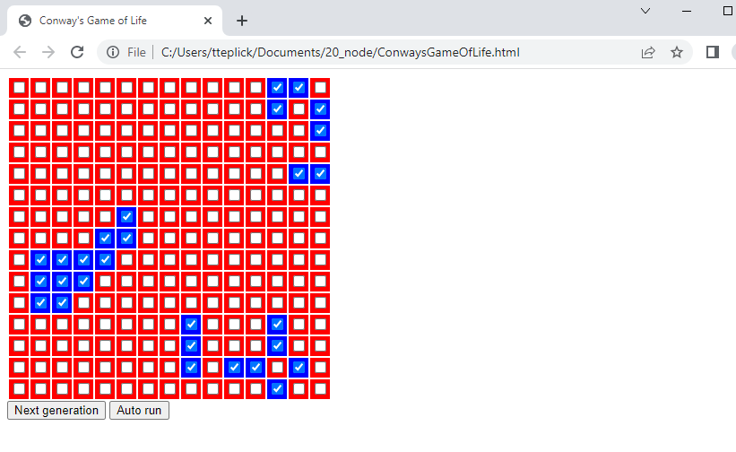 Github Thomasteplickjavascript Javascript Simulation Of Conways Game Of Life And Animation