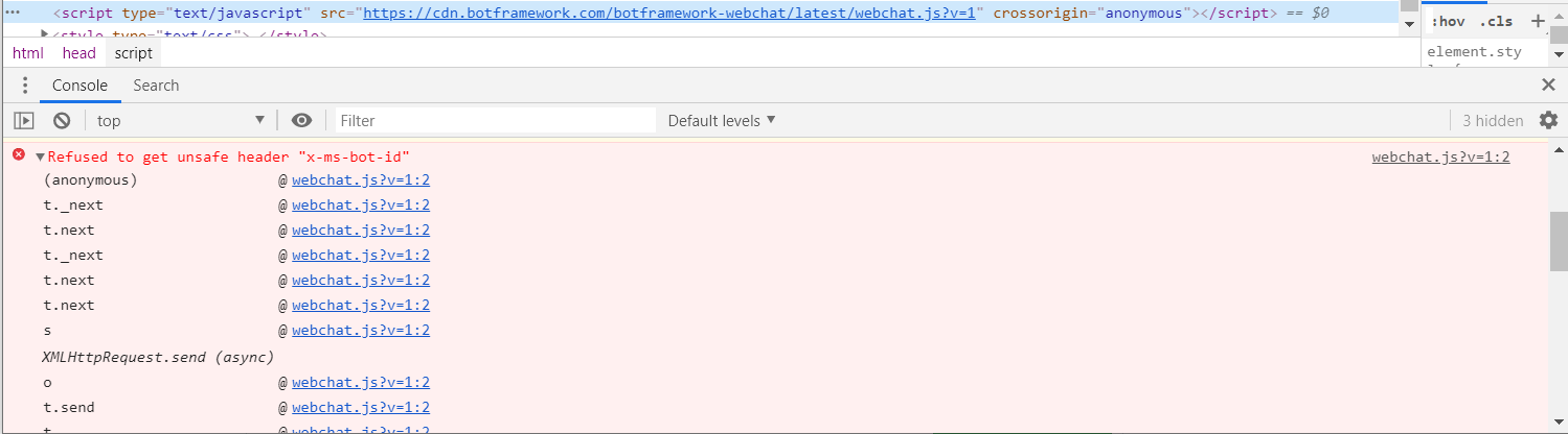 Google Chrome : Refused to get unsafe header "x-ms-bot-id" · Issue #3260 · microsoft ...