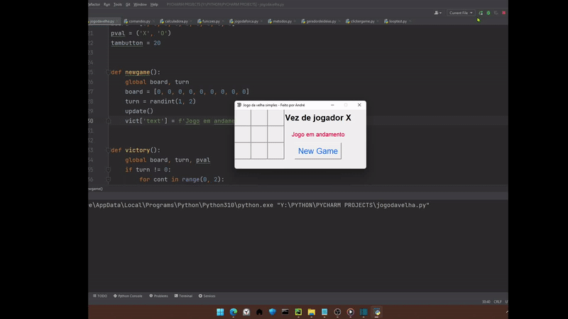 GitHub - AndreFilipeD/JogoDaVelha: Um jogo da velha simples, feito por mim, utilizando a ...