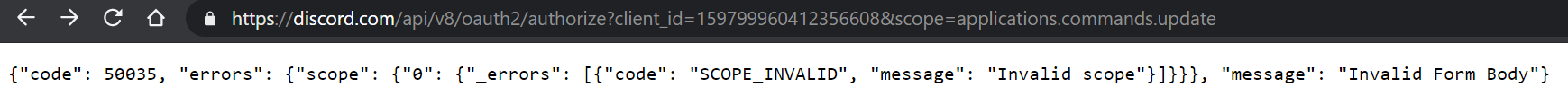 Invalid Scope Error For Mands Update Oauth2 Scope · Issue 2565 · Discord