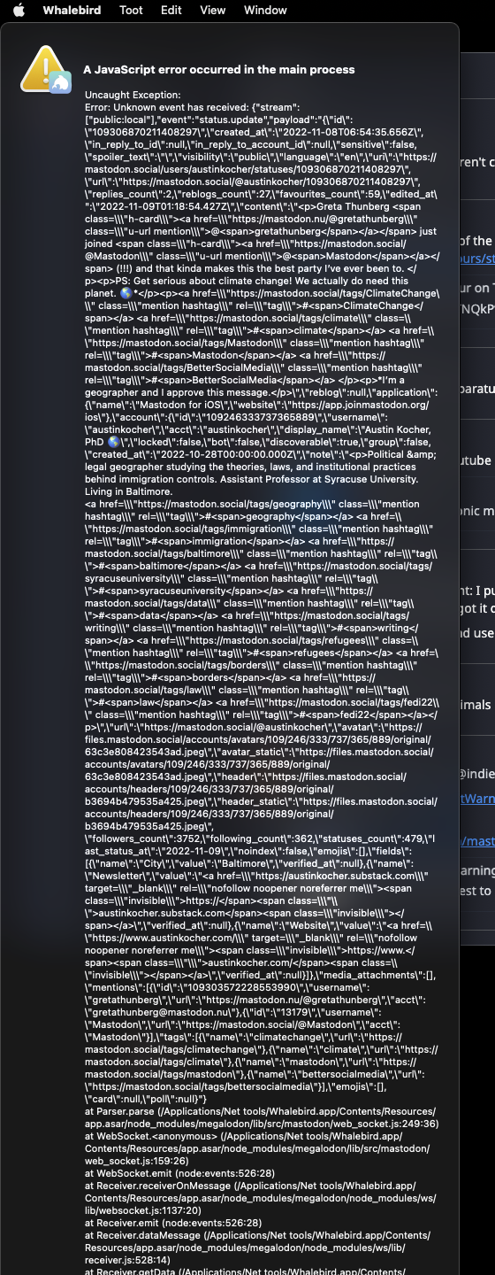 Javascript error could not be dismissed · Issue #3770 · h3poteto/whalebird-desktop · GitHub